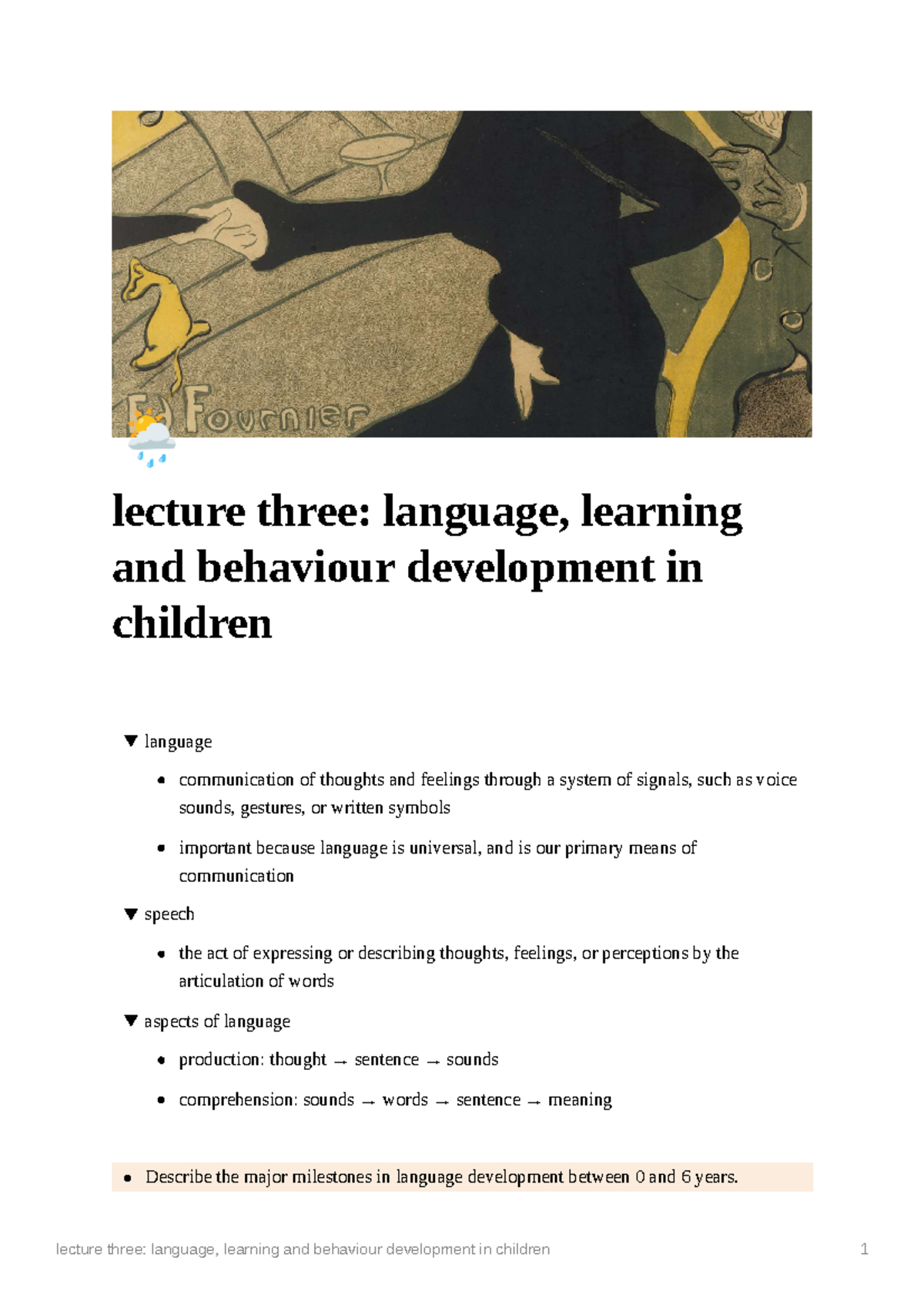 Language learning and behaviour development in children - lecture three ...