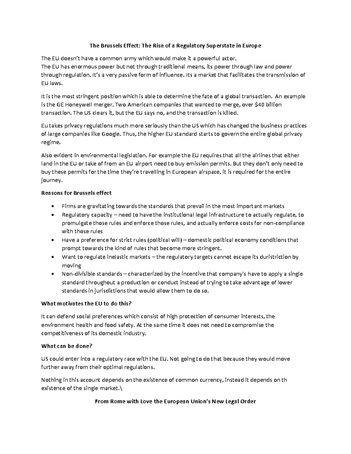 Tutorial 2: EU Reading - The Brussels Effect: The Rise of a Regulatory ...