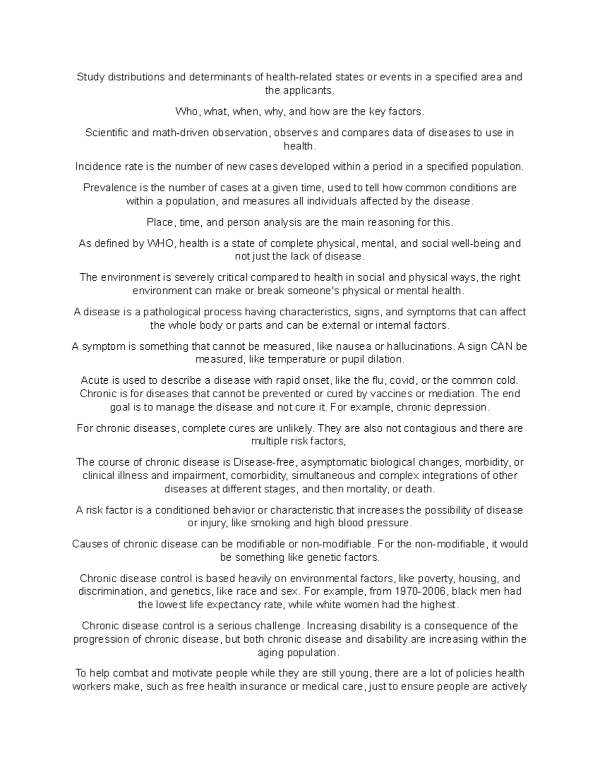 Health and Disease Summary - Study distributions and determinants of ...