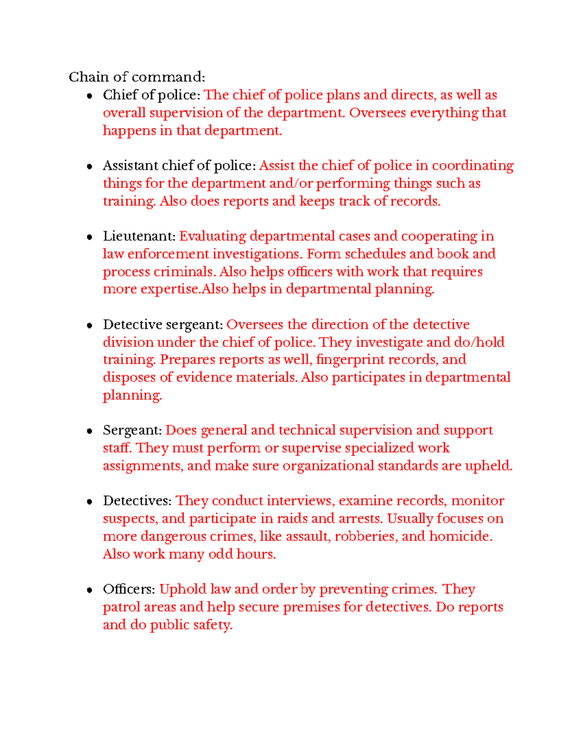 Chain of command, Camilla Castro-Abadia - Chain of command: Chief of ...