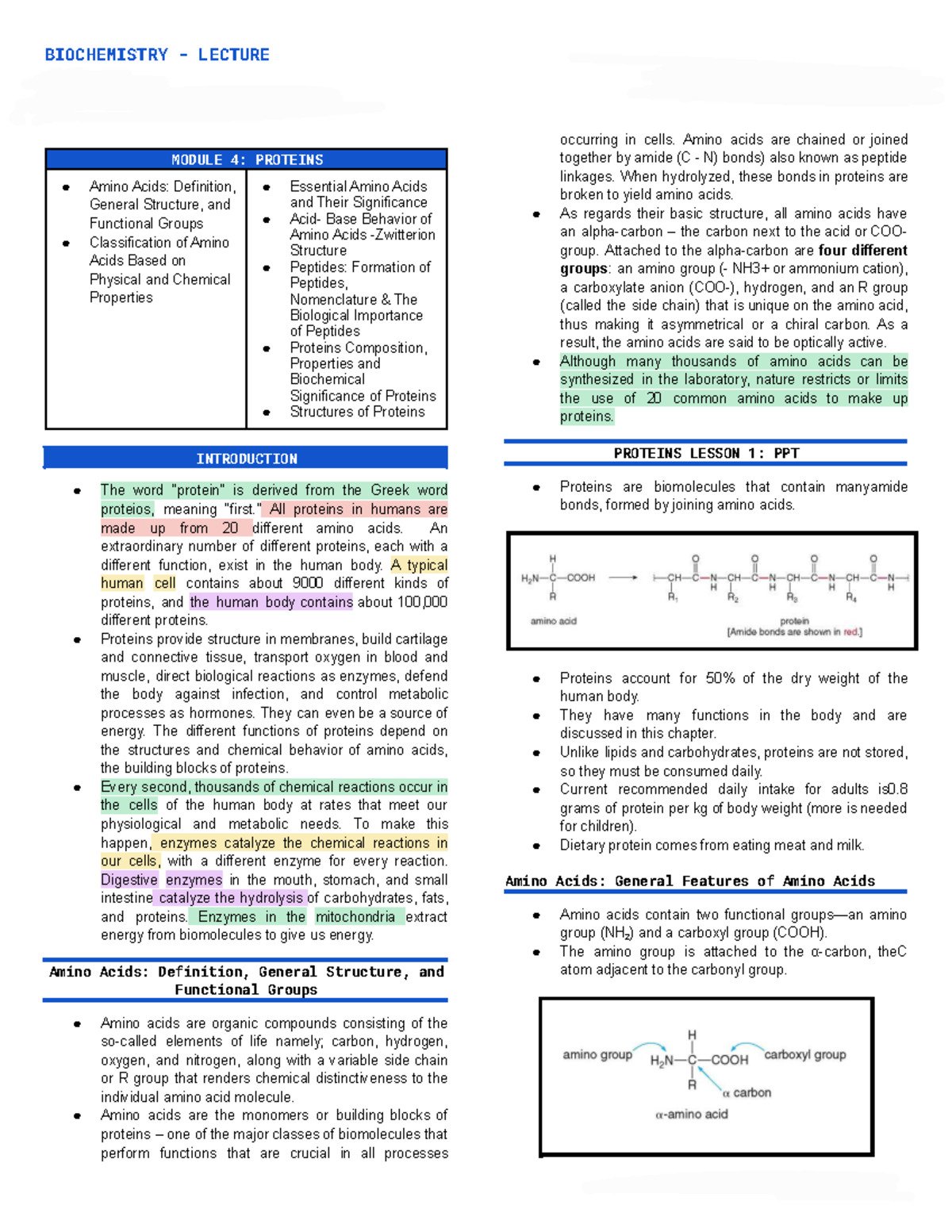 Biochemistry-lecture-transes - BIOCHEMISTRY - LECTURE MODULE 4 First ...