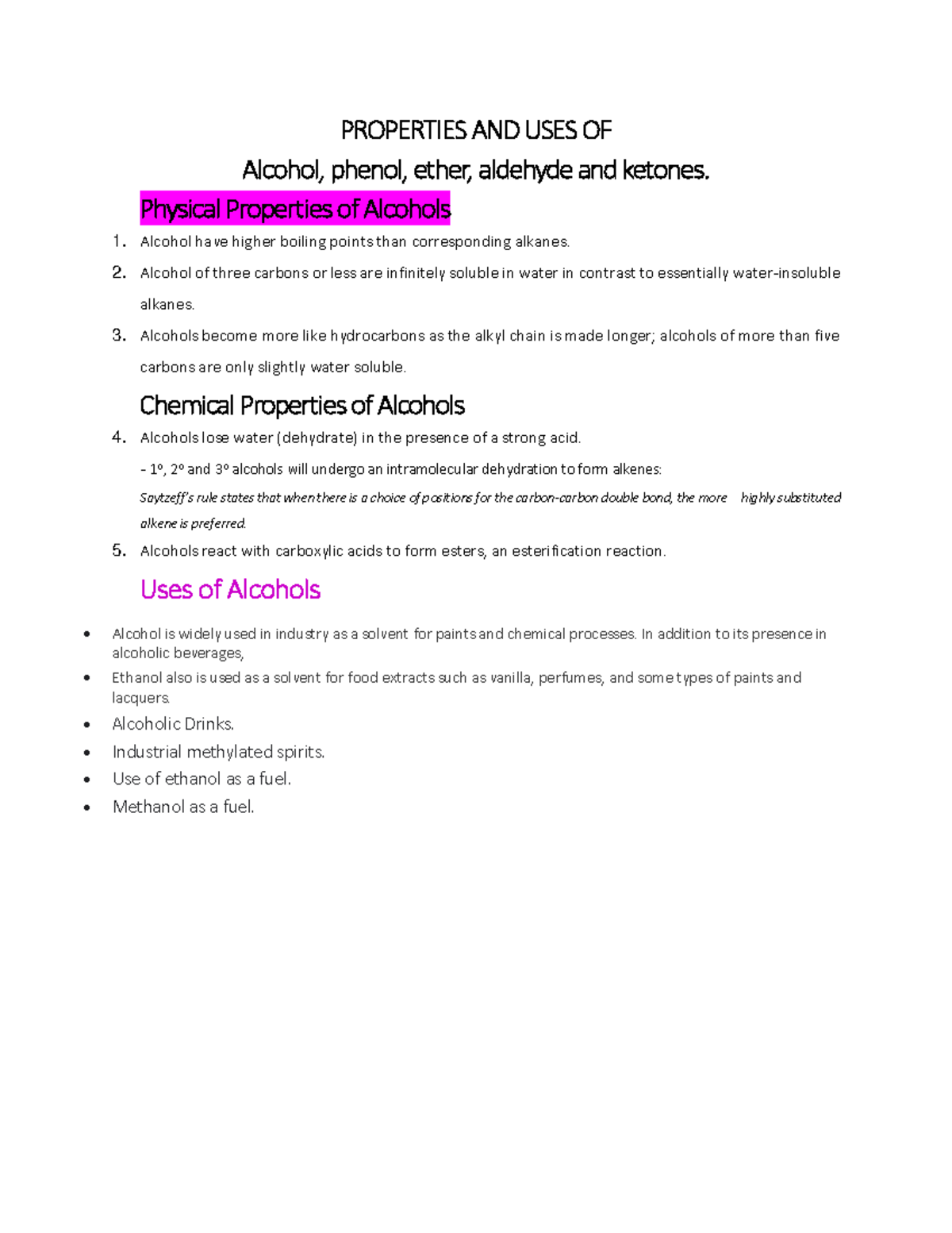BIO1B Orgmollec - PROPERTIES AND USES OF Alcohol, phenol, ether ...