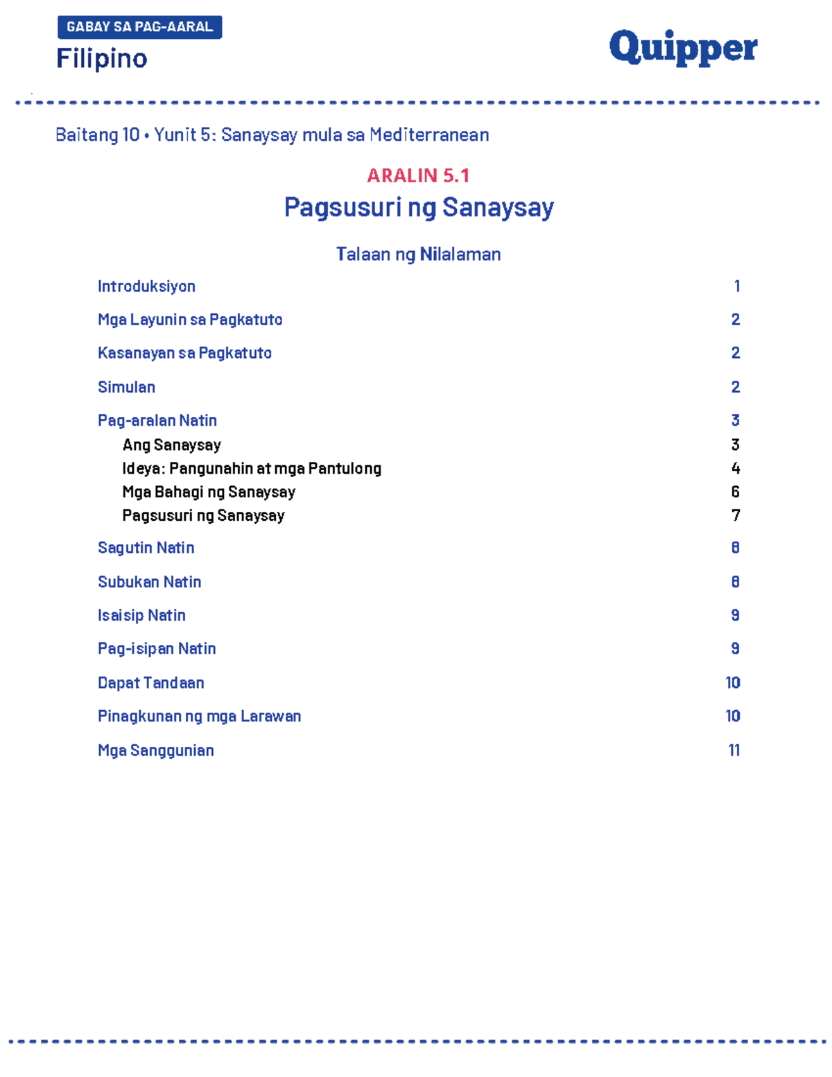ME-Fil-10-Q1-0501 SG - Good luck 🤞 - Pagsusuri ng Sanaysay - ARALIN 5. Baitang 10 • Yunit 5 ...
