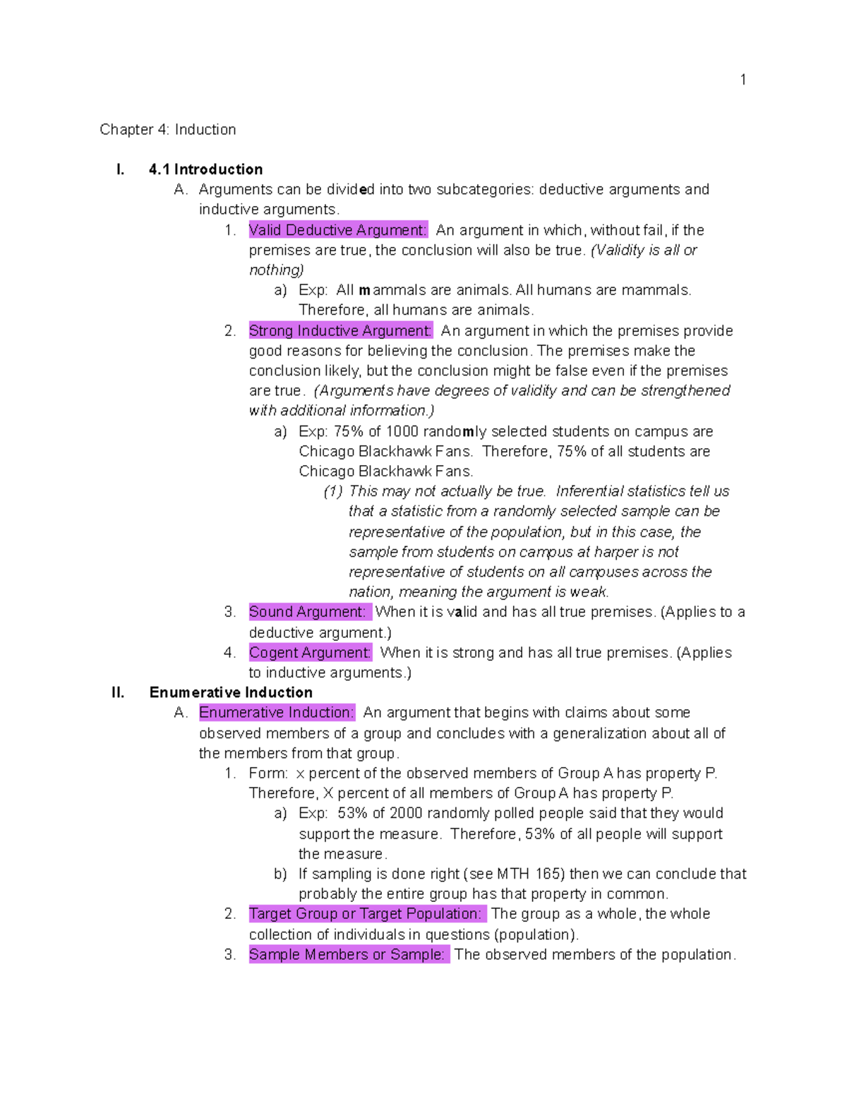 Phi 101 Chapter 4 Enumerative And Analogical Induction 1 Chapter 4
