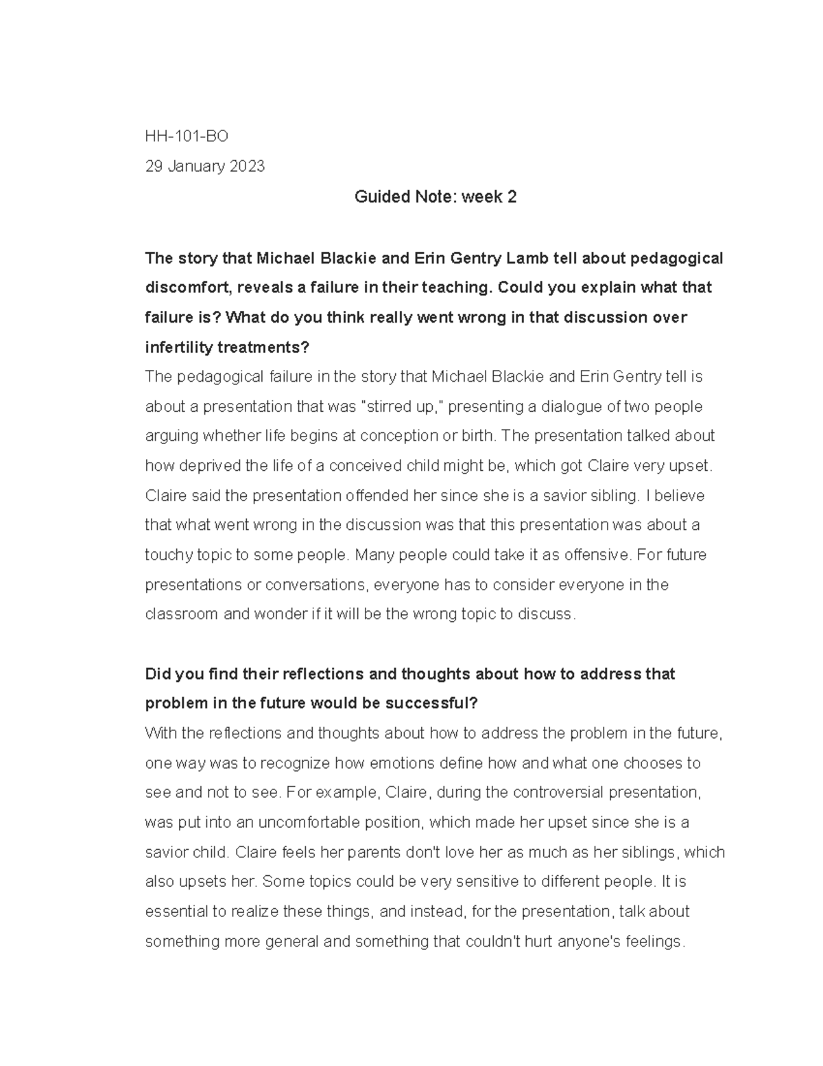 Guided Notes health Humanities - HH-101-BO 29 January 2023 Guided Note ...