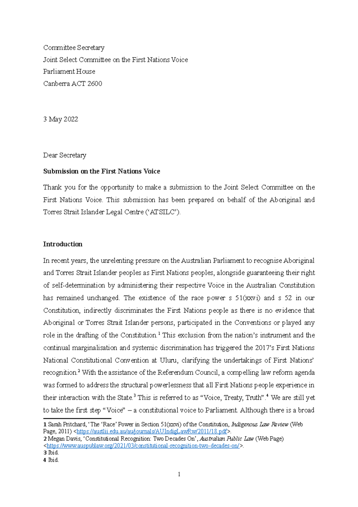 LLB203 Policy Submission Template 2022(1) - Committee Secretary Joint ...