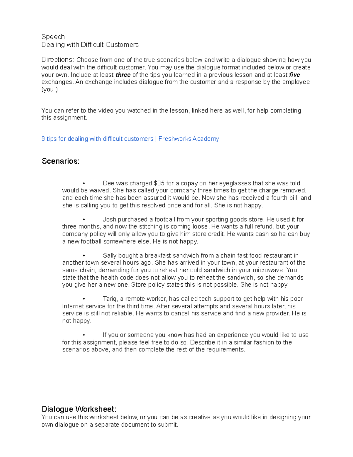 Dealing With Difficult Customers - Speech Dealing with Difficult ...