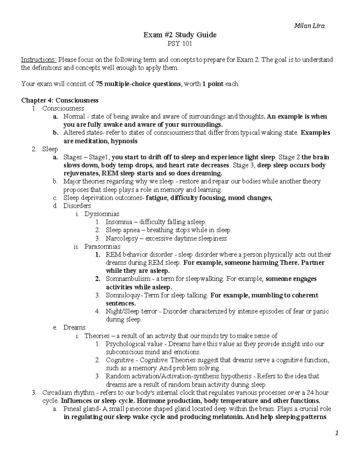Exam #2 Study Guide PSY 101 final - Exam #2 Study Guide PSY 101 ...