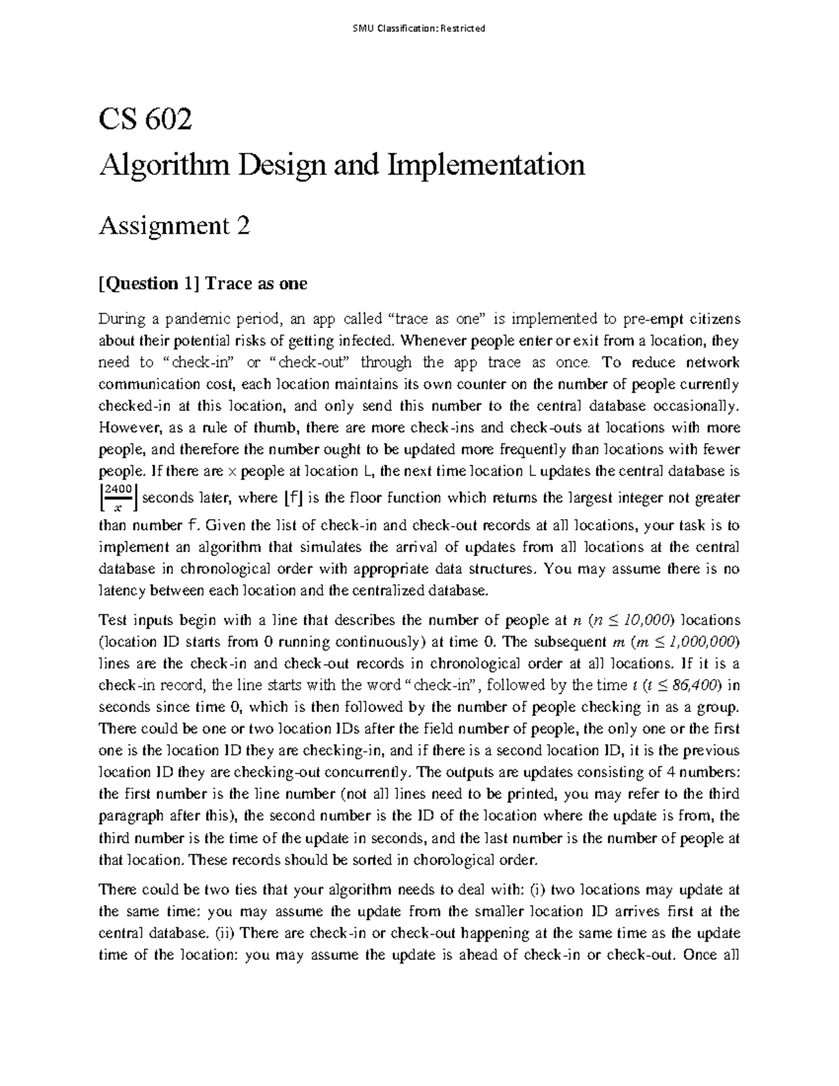 Assignment 2 Cs 602 Algorithm Design And Implementation Assignment 2 Question 1 Trace As 9593