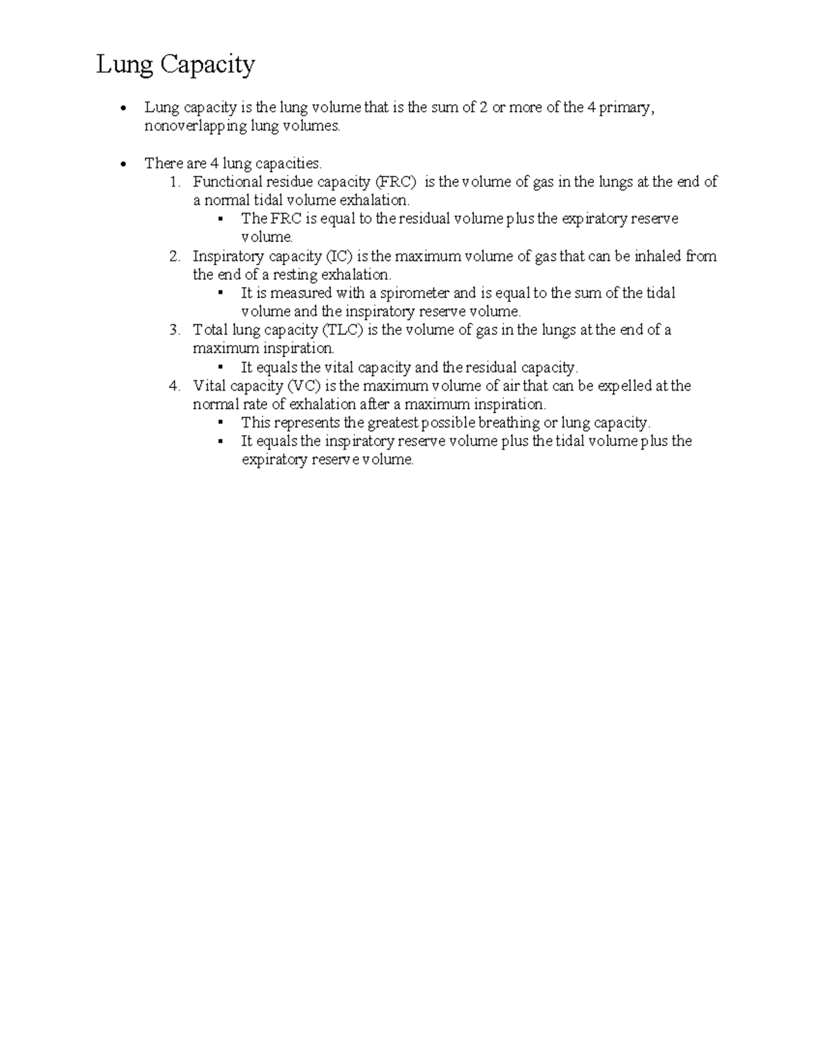 Lung Capacity - How the lungs work - Lung Capacity Lung capacity is the ...