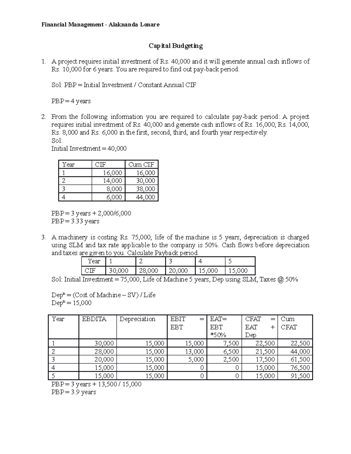Unit 5 6 7 Capital Budgeting Notes 1023 Capital Budgeting A