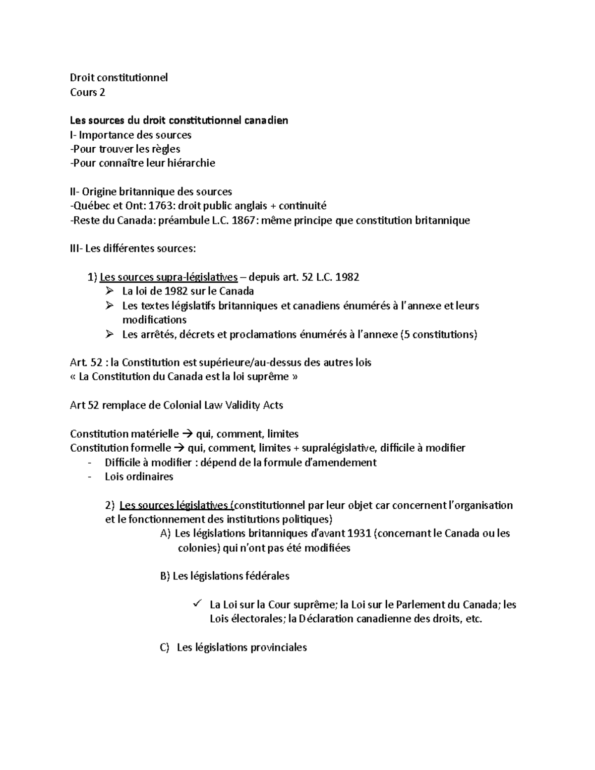 C2 - Ingrid Roy - Droit constitutionnel Cours 2 Les sources du droit ...