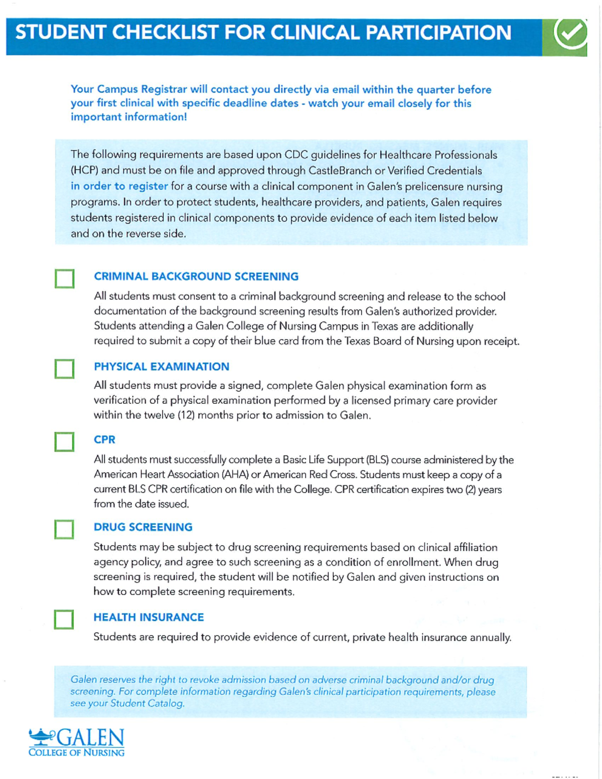 STU Clinical Checklist - NUR242 - Studocu
