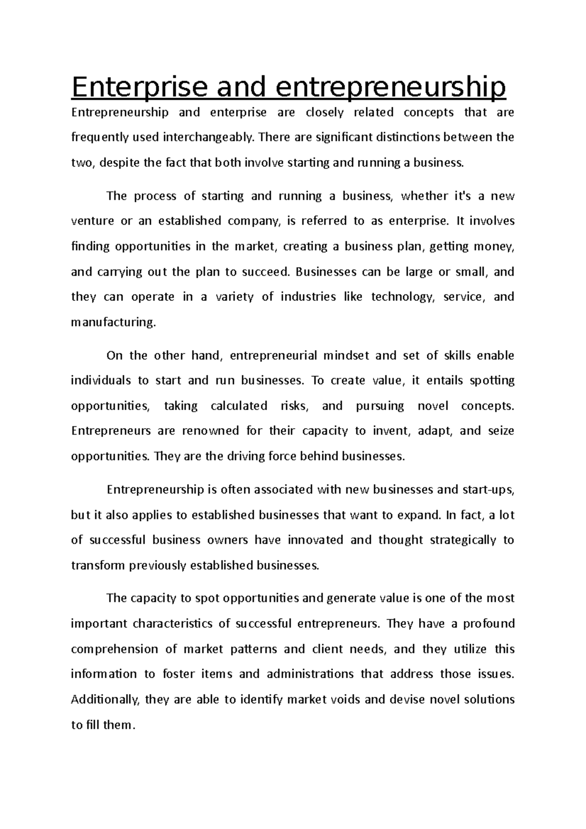 Enterprise and entrepreneurship - Enterprise and entrepreneurship ...