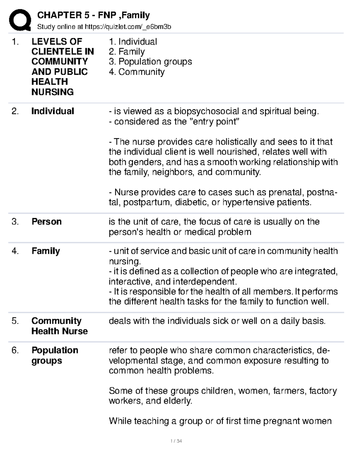 Fnp - practice questions - Study online at quizlet/_e6bm3b LEVELS OF ...