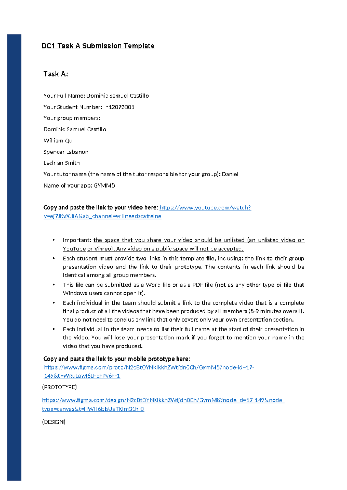 DC1 TASK A ASSIGNMENT 1 - DC1 Task A Submission Template Task A: Your ...
