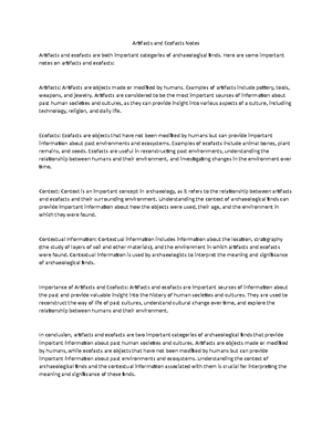 Introduction to Archaeology notes - Introduction to Archaeology notes ...