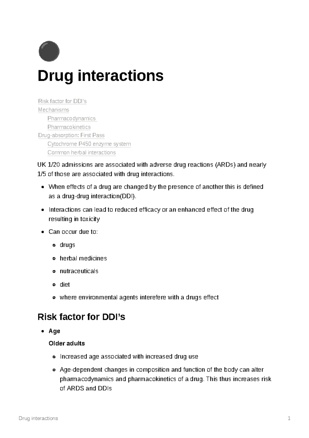 Drug interactions - Summary on pharmacology required for med school ...