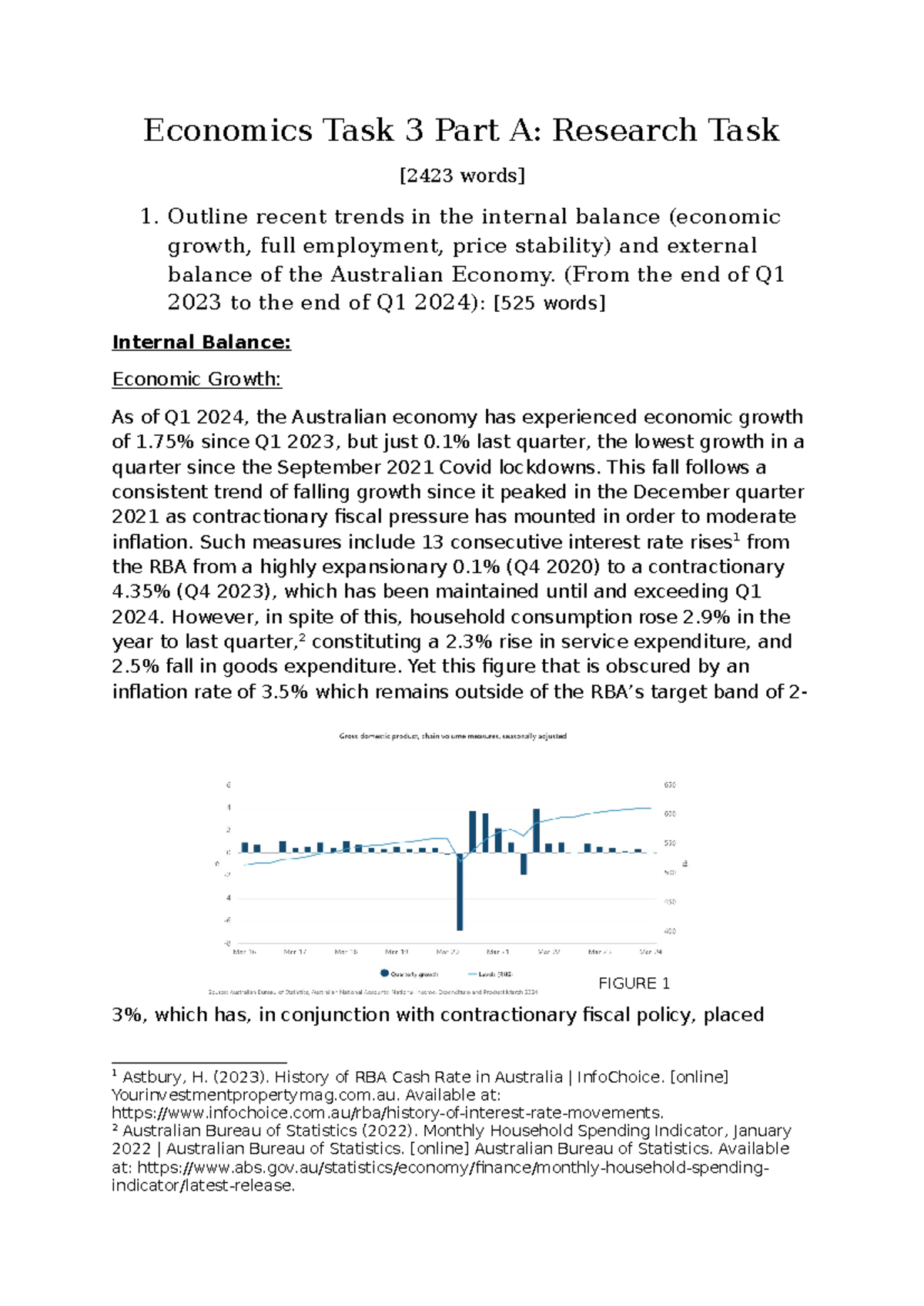 Assessment task 3 Submission - Economics Task 3 Part A: Research Task [2423 words] 1. Outline ...