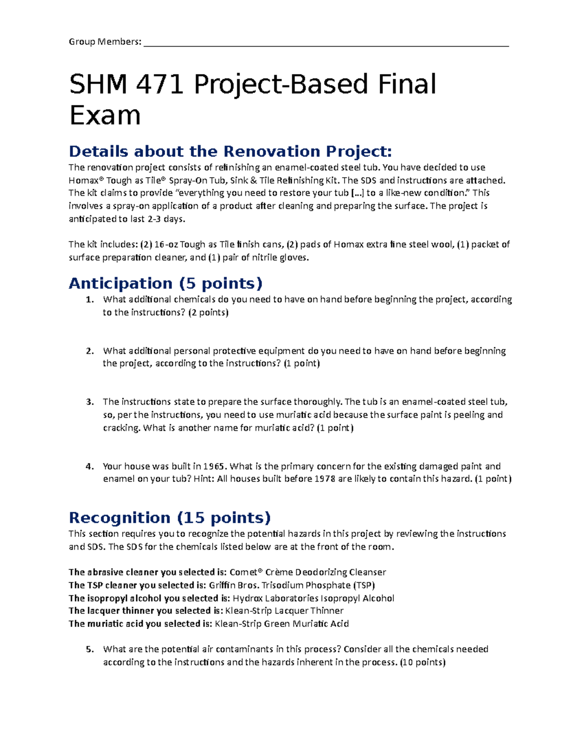 SHM+471 Project-Based+Final To+Print - SHM 471 Project-Based Final Exam ...