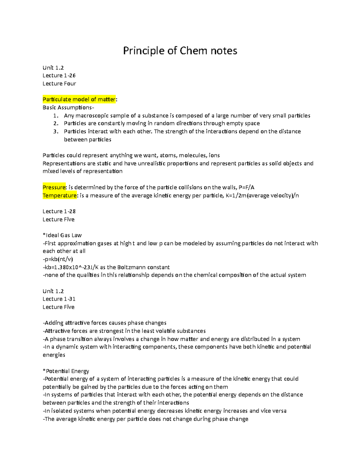 Principle of Chem notes - CHEM1110000A - Studocu