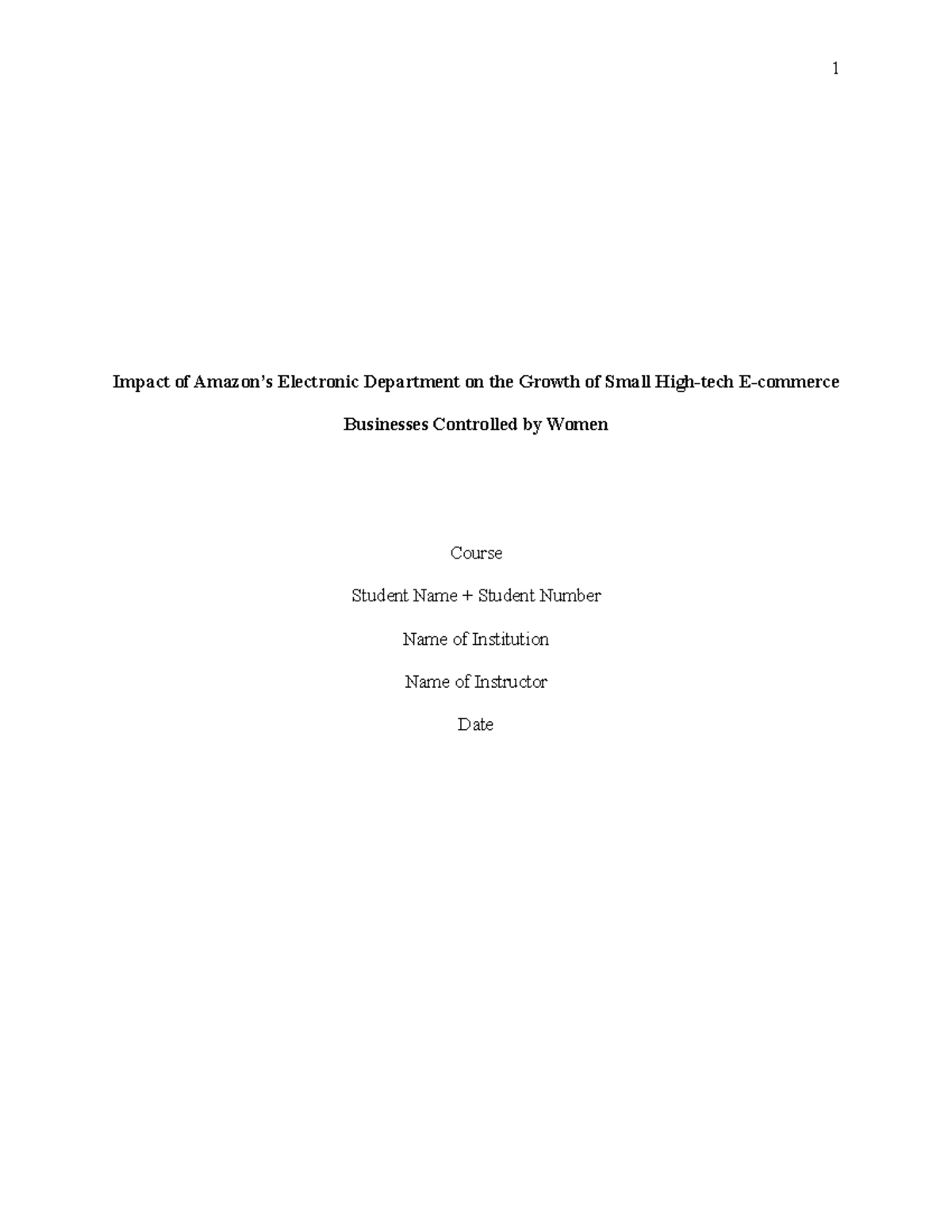 Impact of Amazon - Impact of Amazon’s Electronic Department on the ...