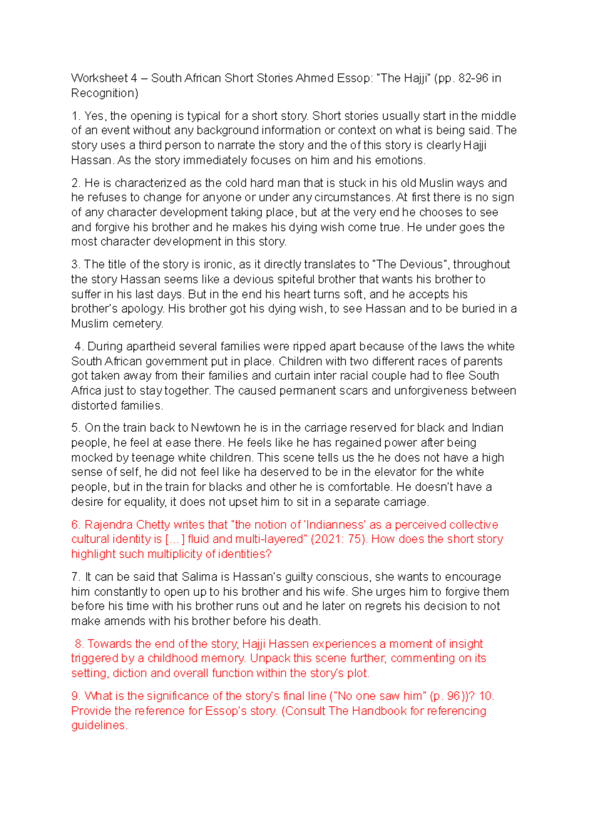 Worksheet 4 - Short stories - Worksheet 4 – South African Short Stories ...