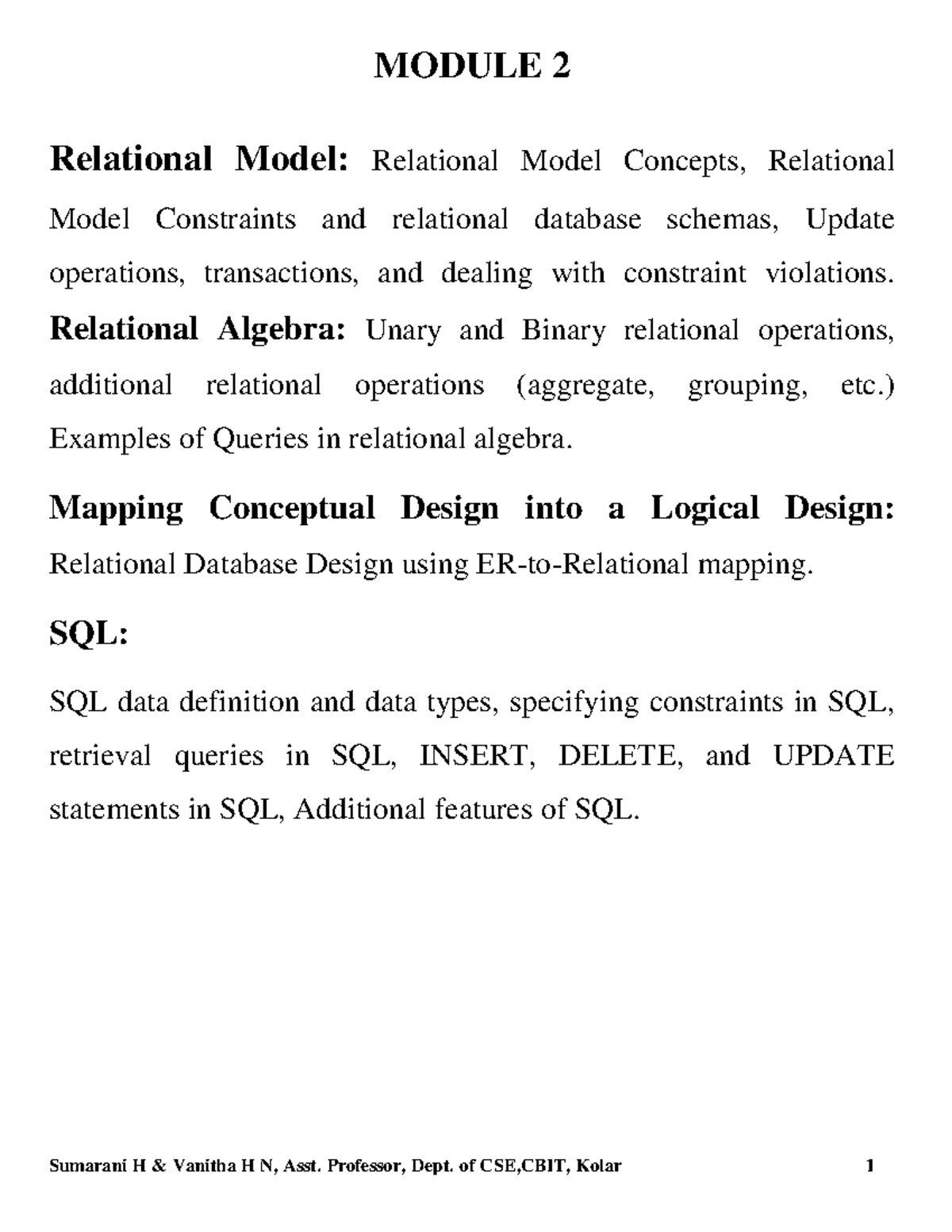 DBMS mod2@Az Documents - MODULE 2 Relational Model: Relational Model Concepts, Relational Model ...
