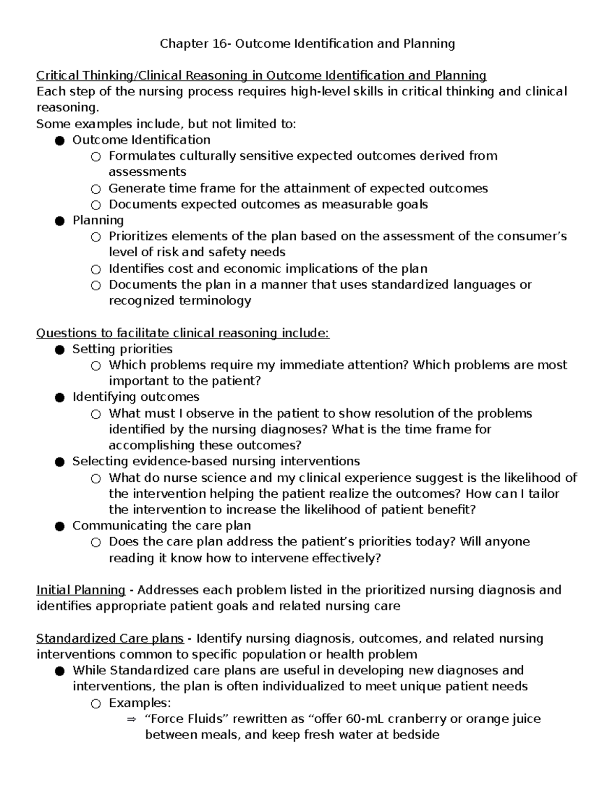 Chapter 16 - lecture note - Chapter 16- Outcome Identification and ...