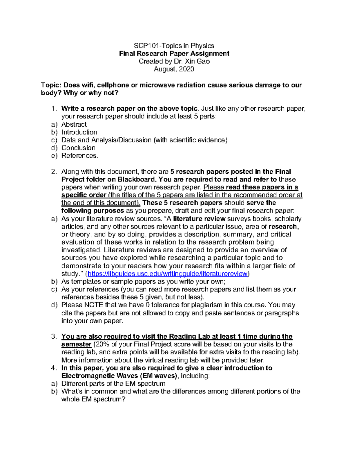 Final Research Paper Instructions v - SCP101-Topics in Physics Final Research Paper Assignment ...
