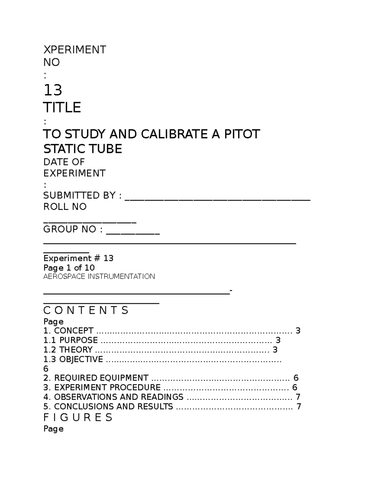 Pitot tube - ffsdf - XPERIMENT NO : 13 TITLE : TO STUDY AND CALIBRATE A ...