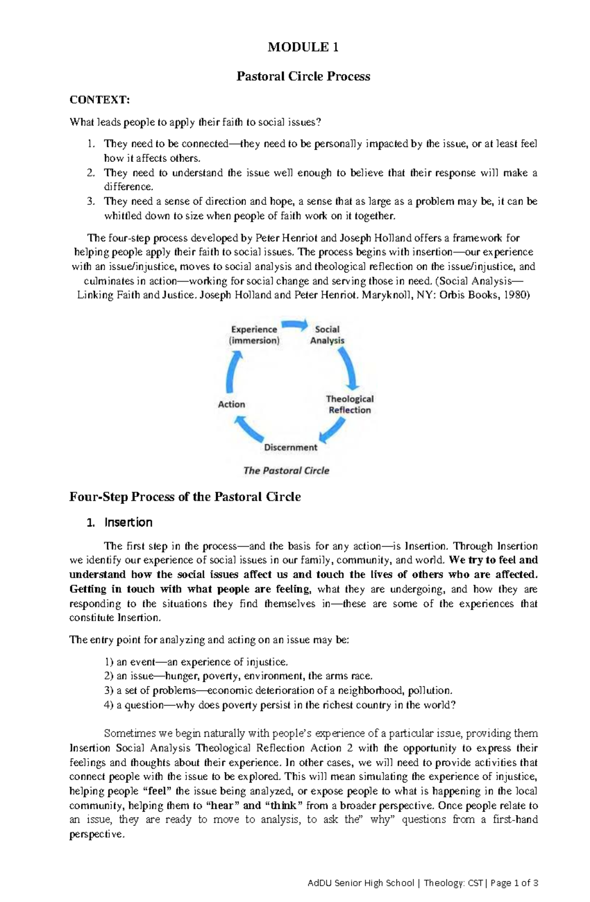 LC 1 - Pastoral Circle - AdDU Senior High School | Theology: CST| Page ...