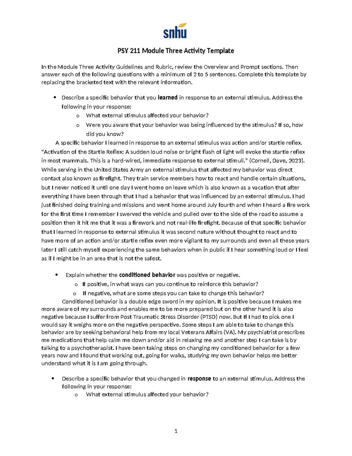 3-2 Activity Journal - N/a - PSY 211 Module Three Activity Template In ...