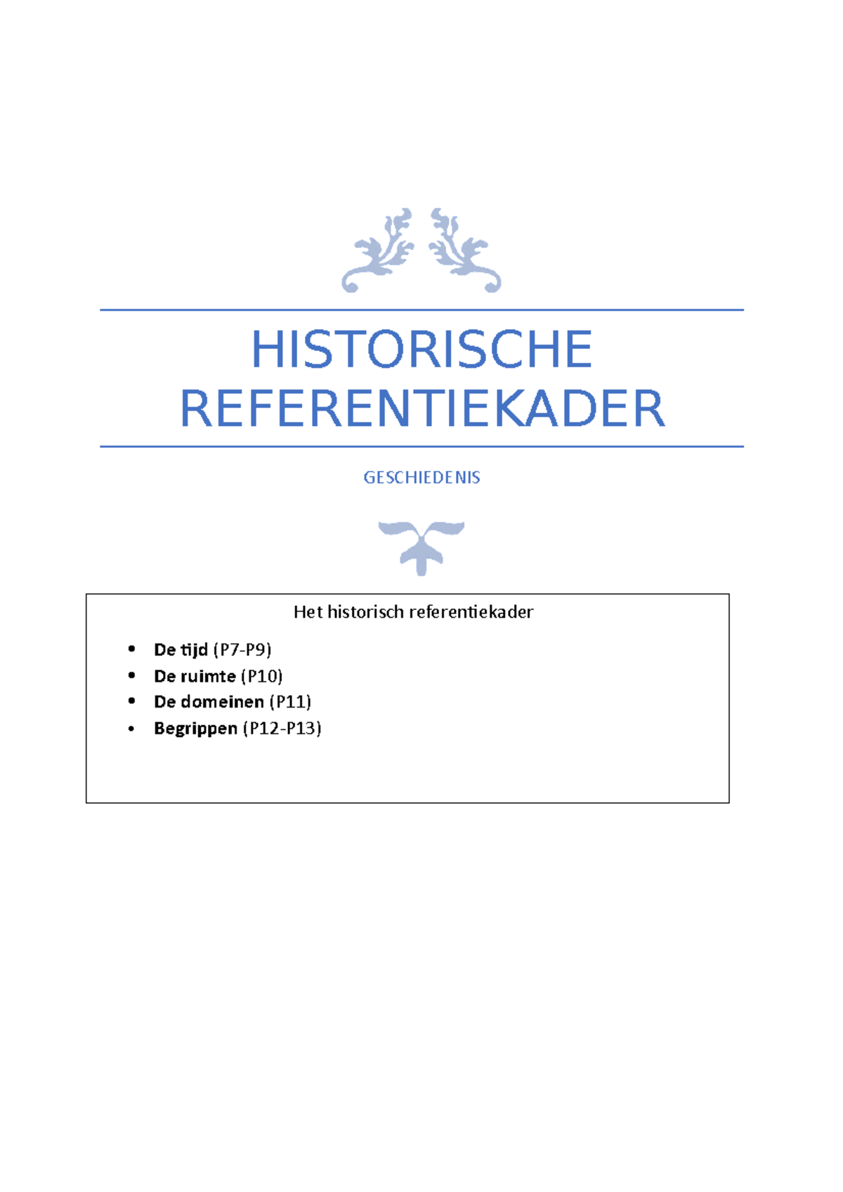 Historische Referentiekader - HISTORISCHE REFERENTIEKADER GESCHIEDENIS ...