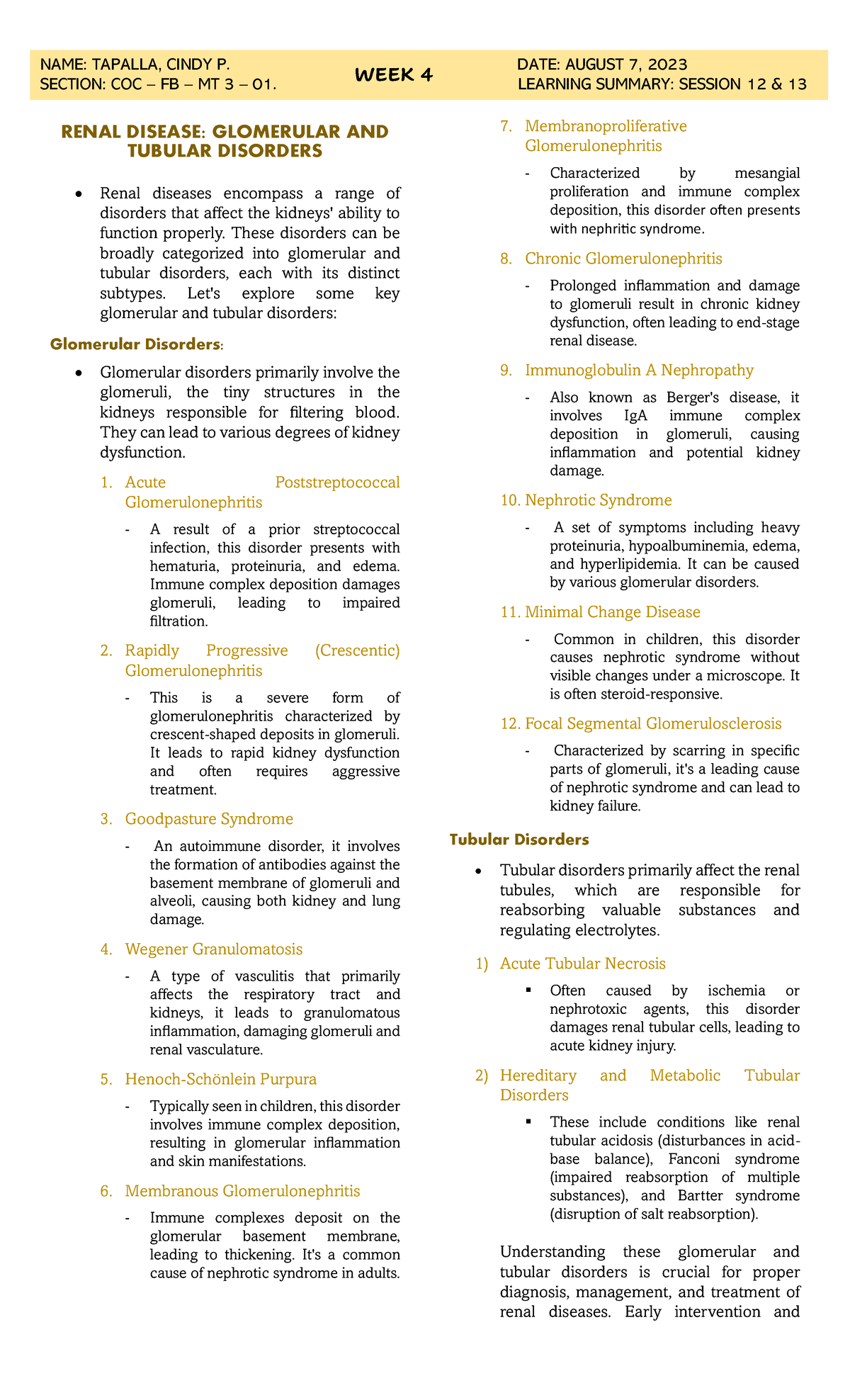 WEEK 4 - Summaries about Urinalysis. - RENAL DISEASE: GLOMERULAR AND ...