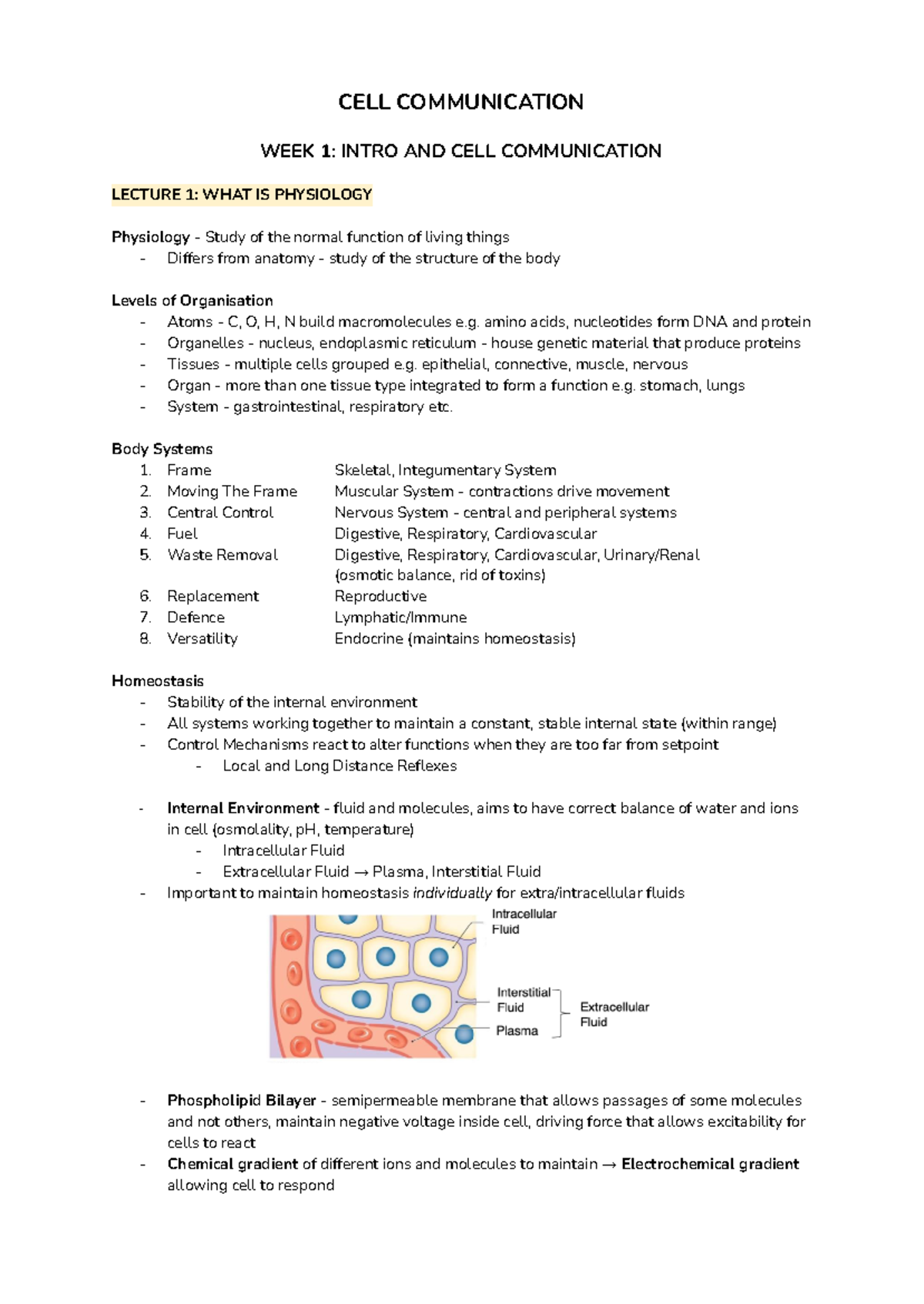 PHSI2007 - Cell Communication (L1-6) - CELL COMMUNICATION WEEK 1: INTRO ...