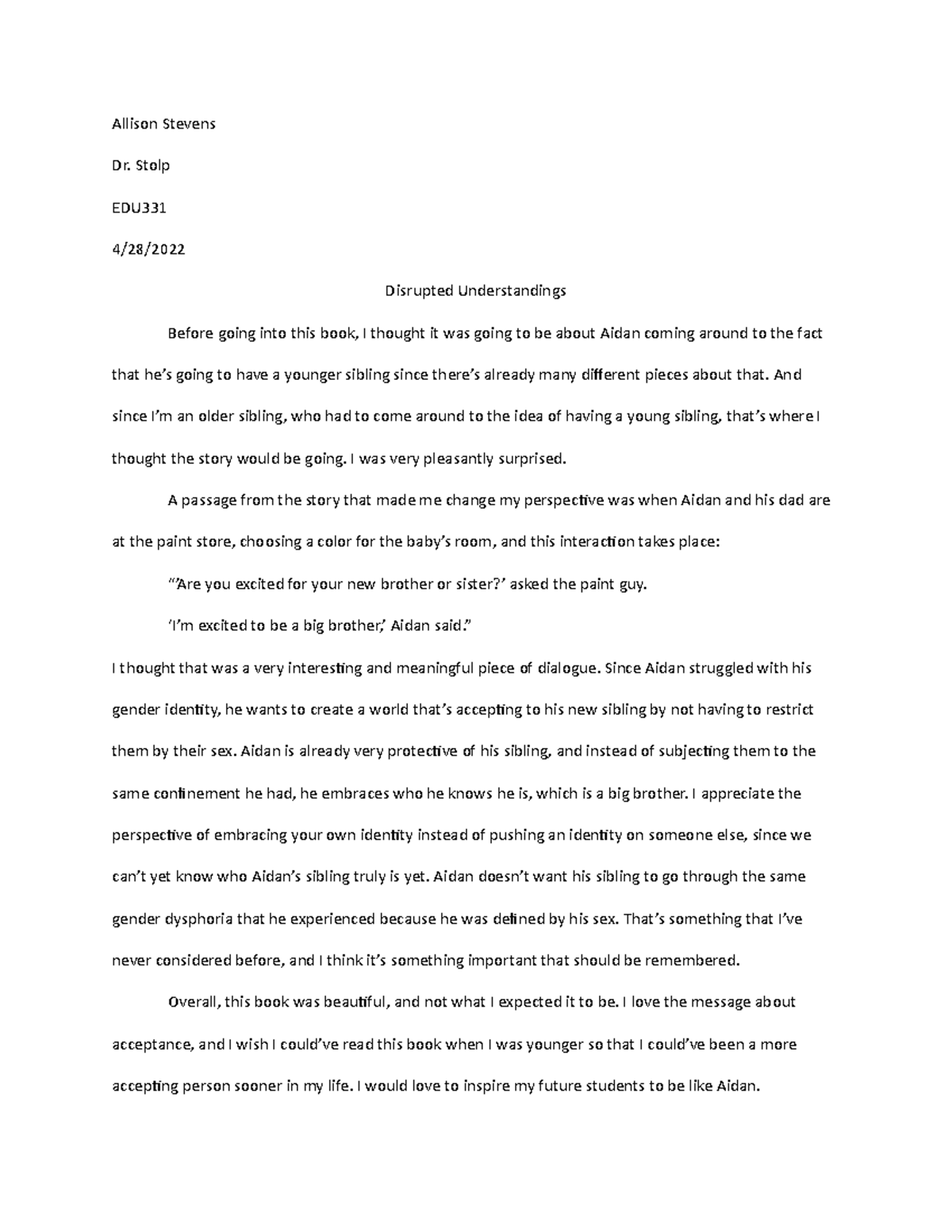 When Aidan Became A Brother - Disrupted Understandings - Allison ...