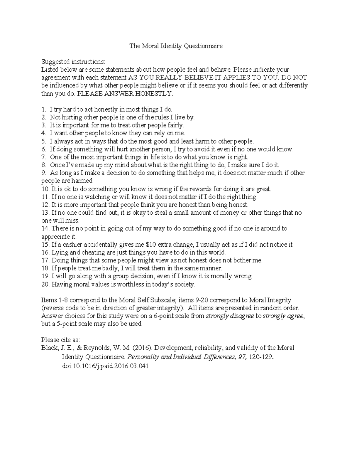 Moral-identity-questionnaire - The Moral Identity Questionnaire ...