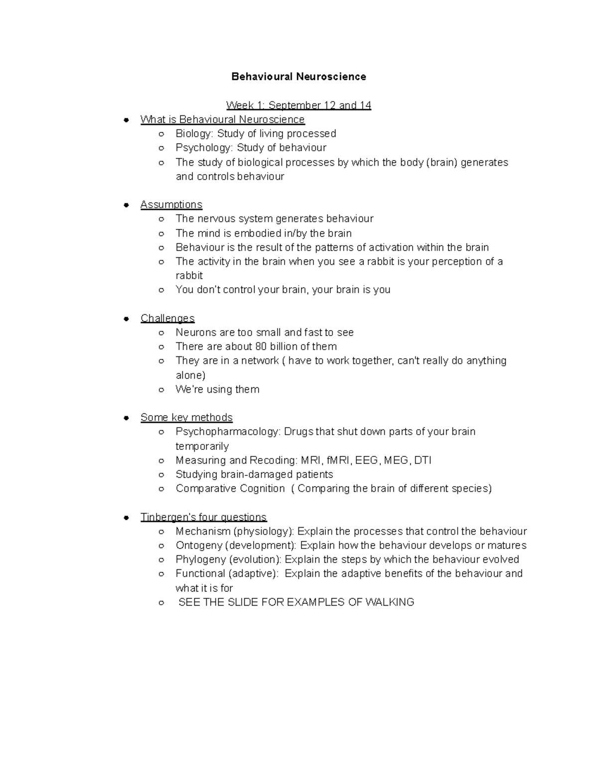 PS 263A - Notes from all chatpers - Behavioural Neuroscience Week 1 ...