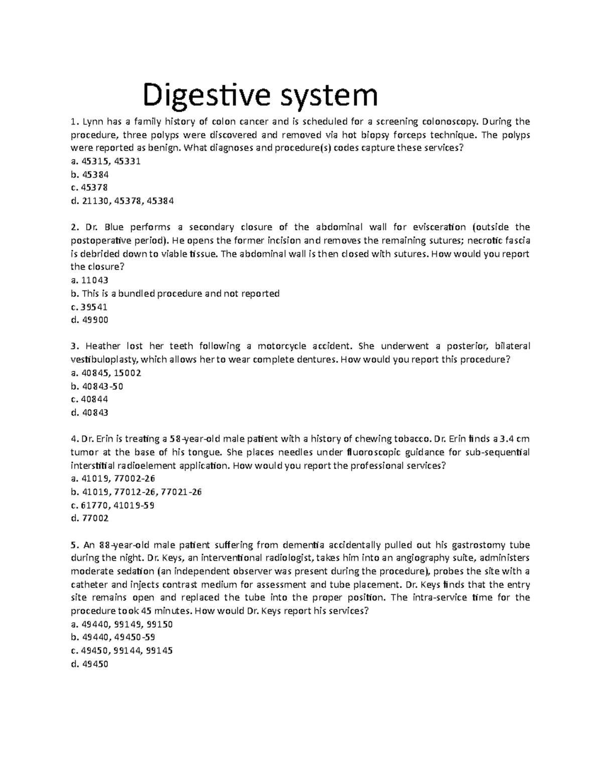 Digestive system - Notes - Digestive system Lynn has a family history ...