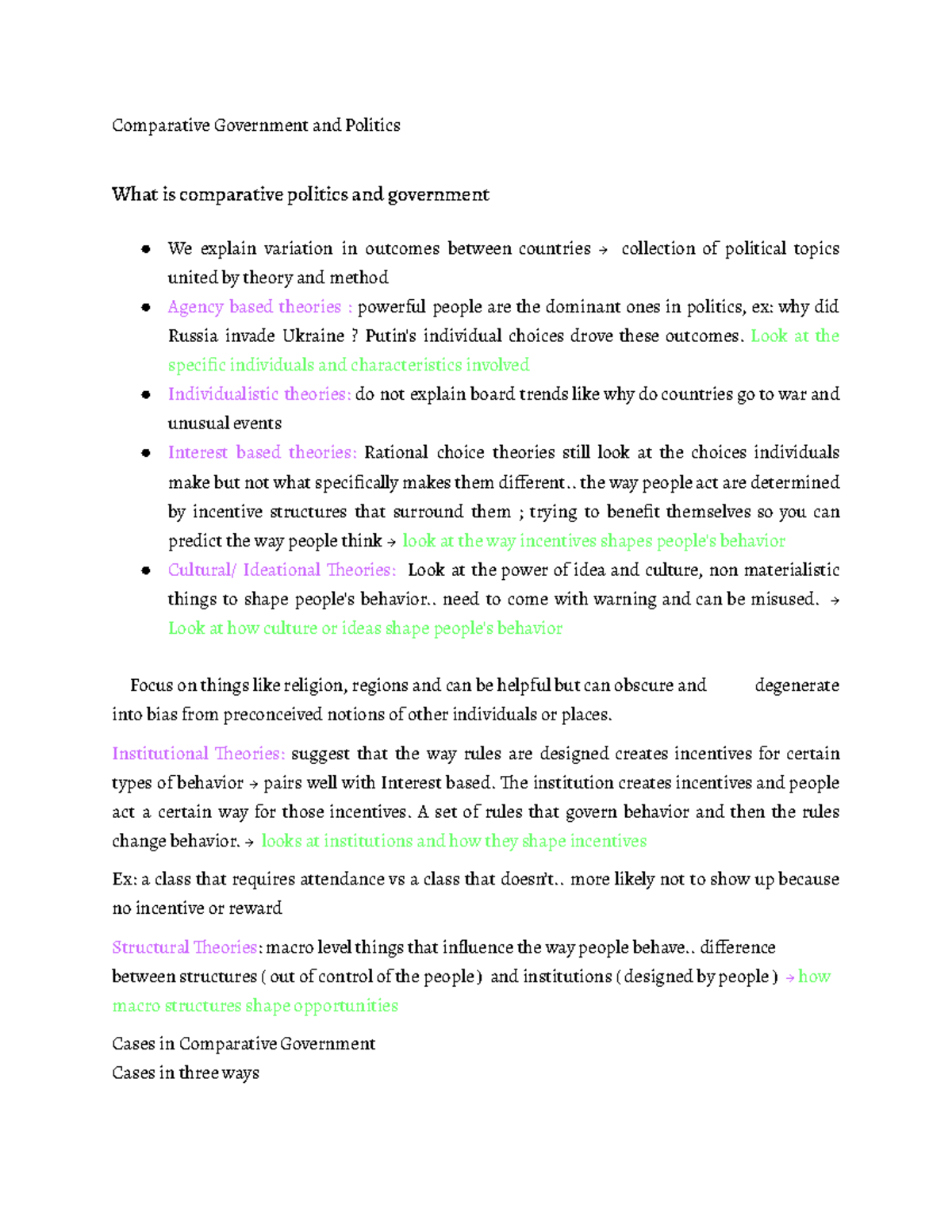 PSC 123 - ....... - Comparative Government and Politics What is ...