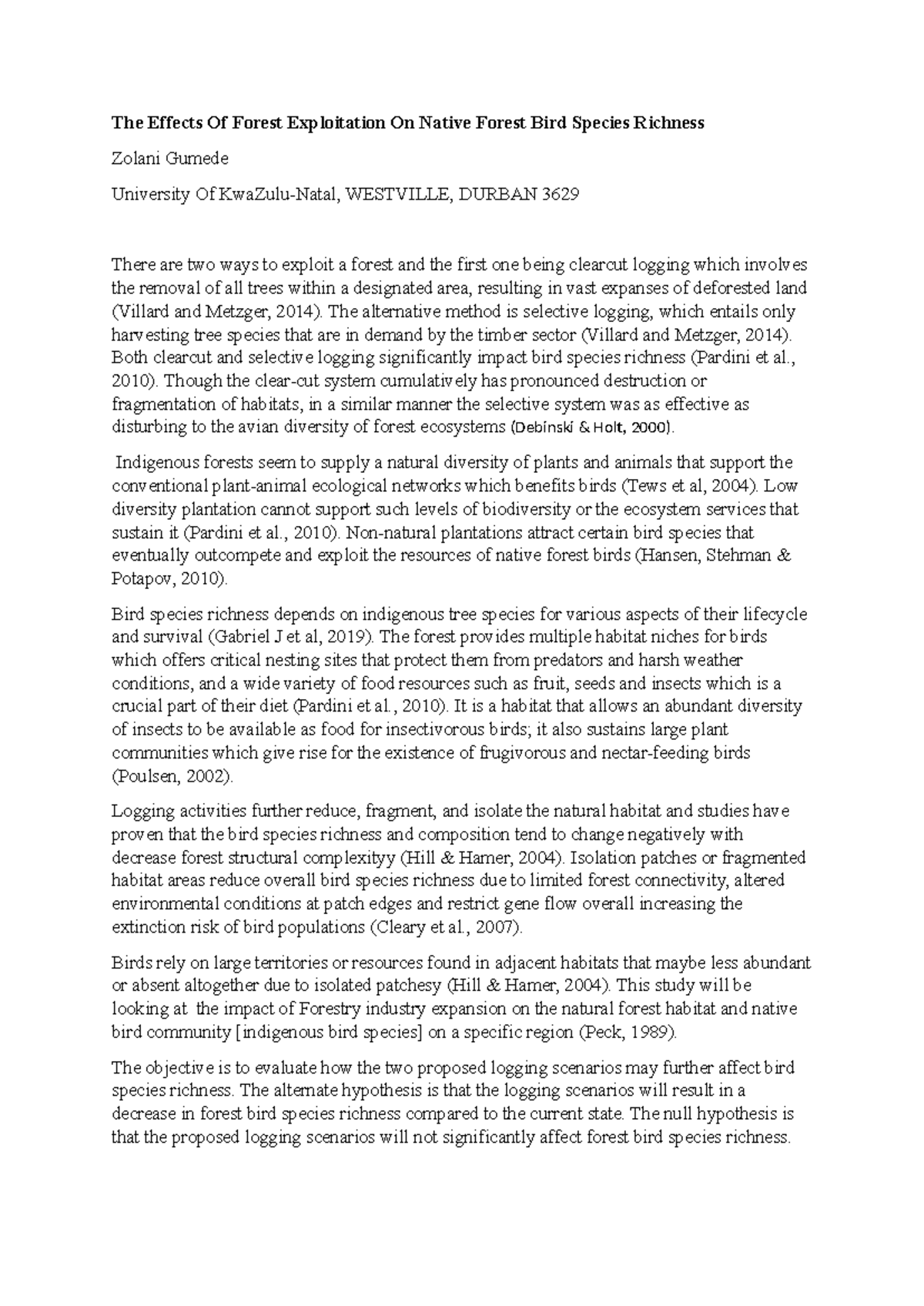 Biol200 project introduction - The Effects Of Forest Exploitation On ...