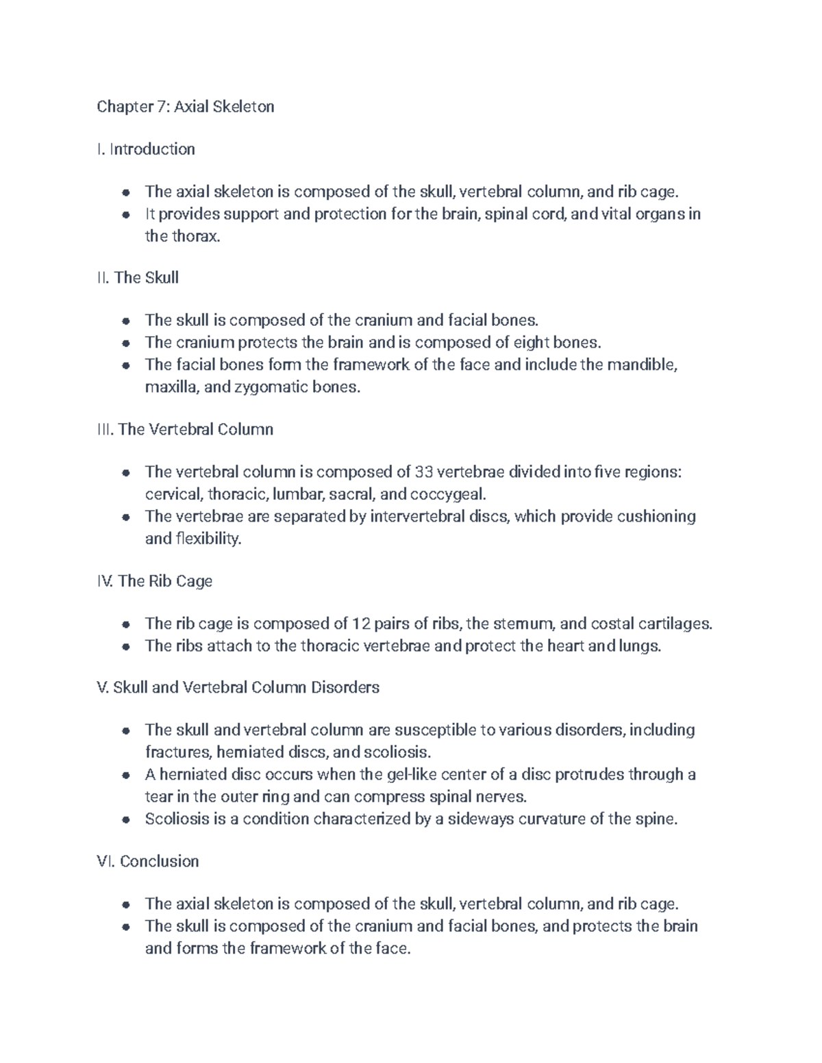 BIO 7 - Chapter 7 Axial skeleton assignment - Chapter 7: Axial Skeleton ...