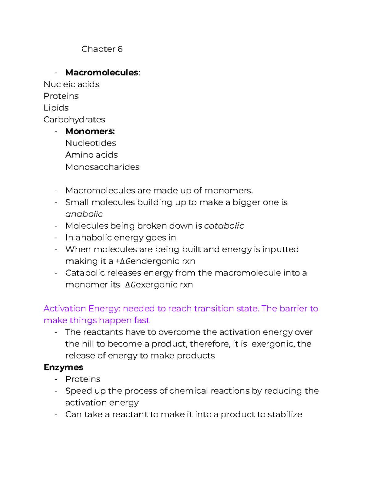 Oct - Professor Deimeke Notes - Chapter 6 Macromolecules: Nucleic acids ...