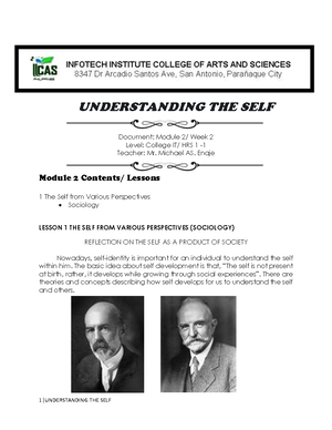 Understanding THE SELF Module 5 - 1 | MODULE 5: UNDERSTANDING THE SELF ...