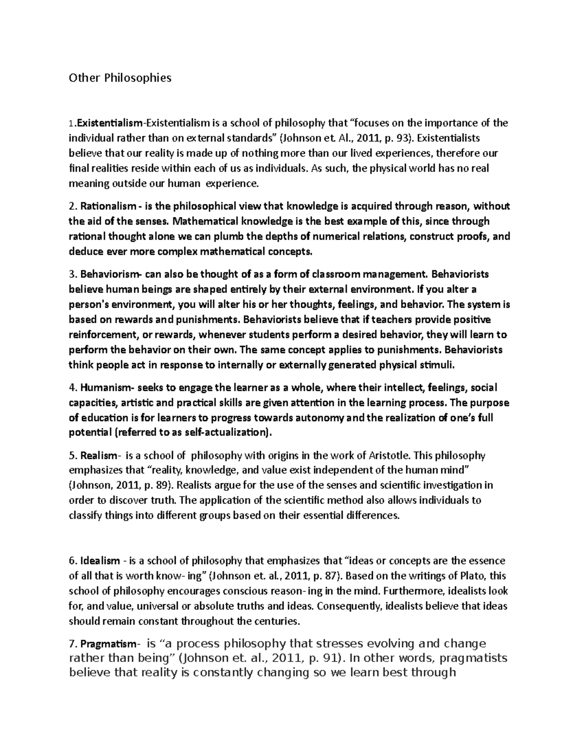 Philosophies - Other Philosophies Existentialism -Existentialism is a ...