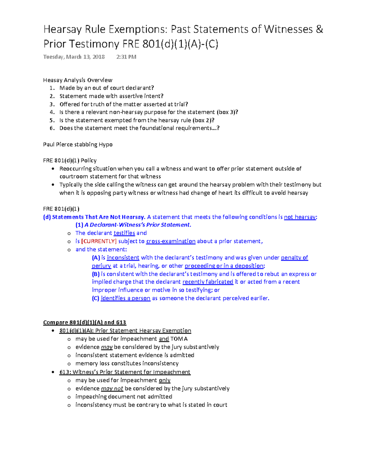 Evidence 22 - Hearsay Rule Exemptions: Past Statements of Witnesses ...