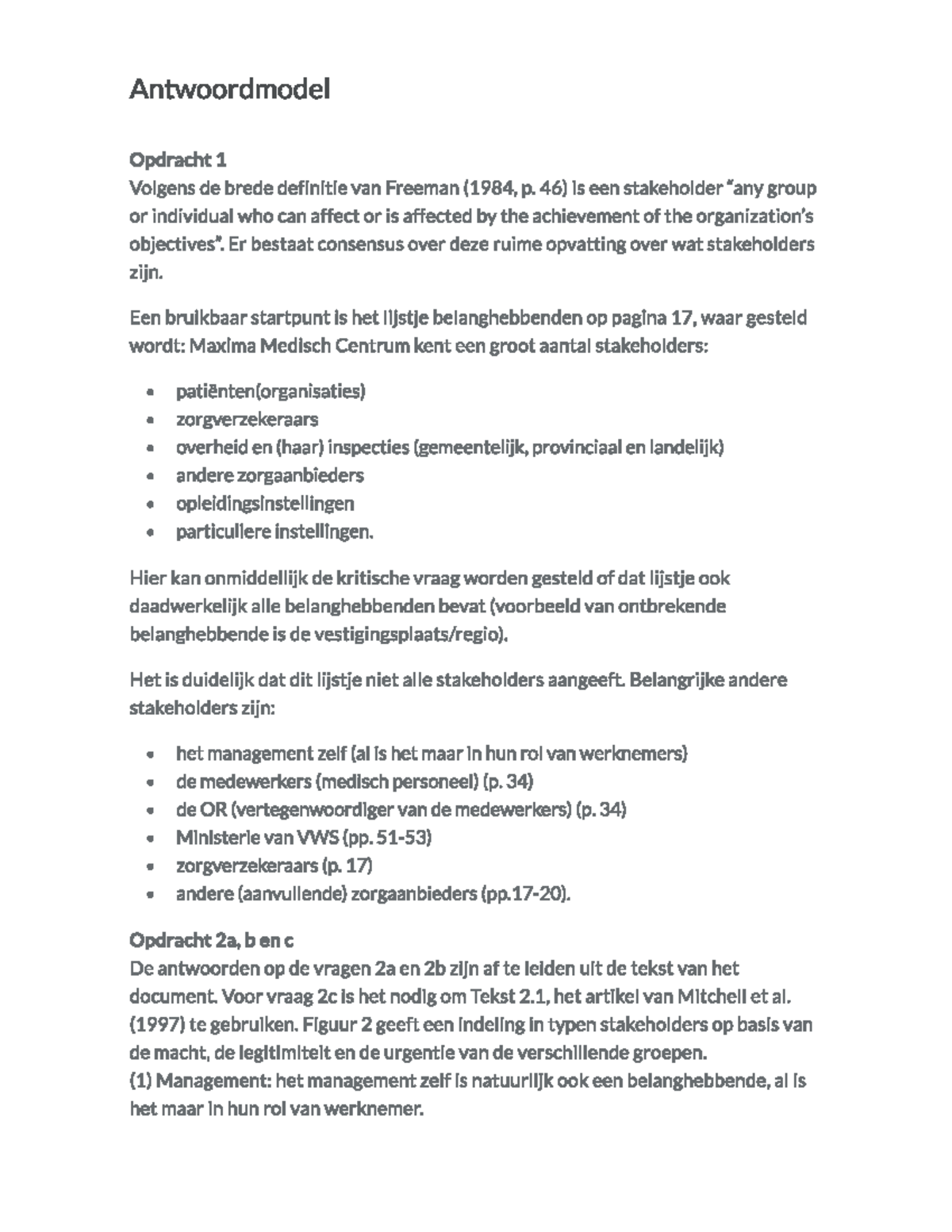 Taak 2.3 Stakeholders en het Maxima Medisch Centrum - Strategie en ...