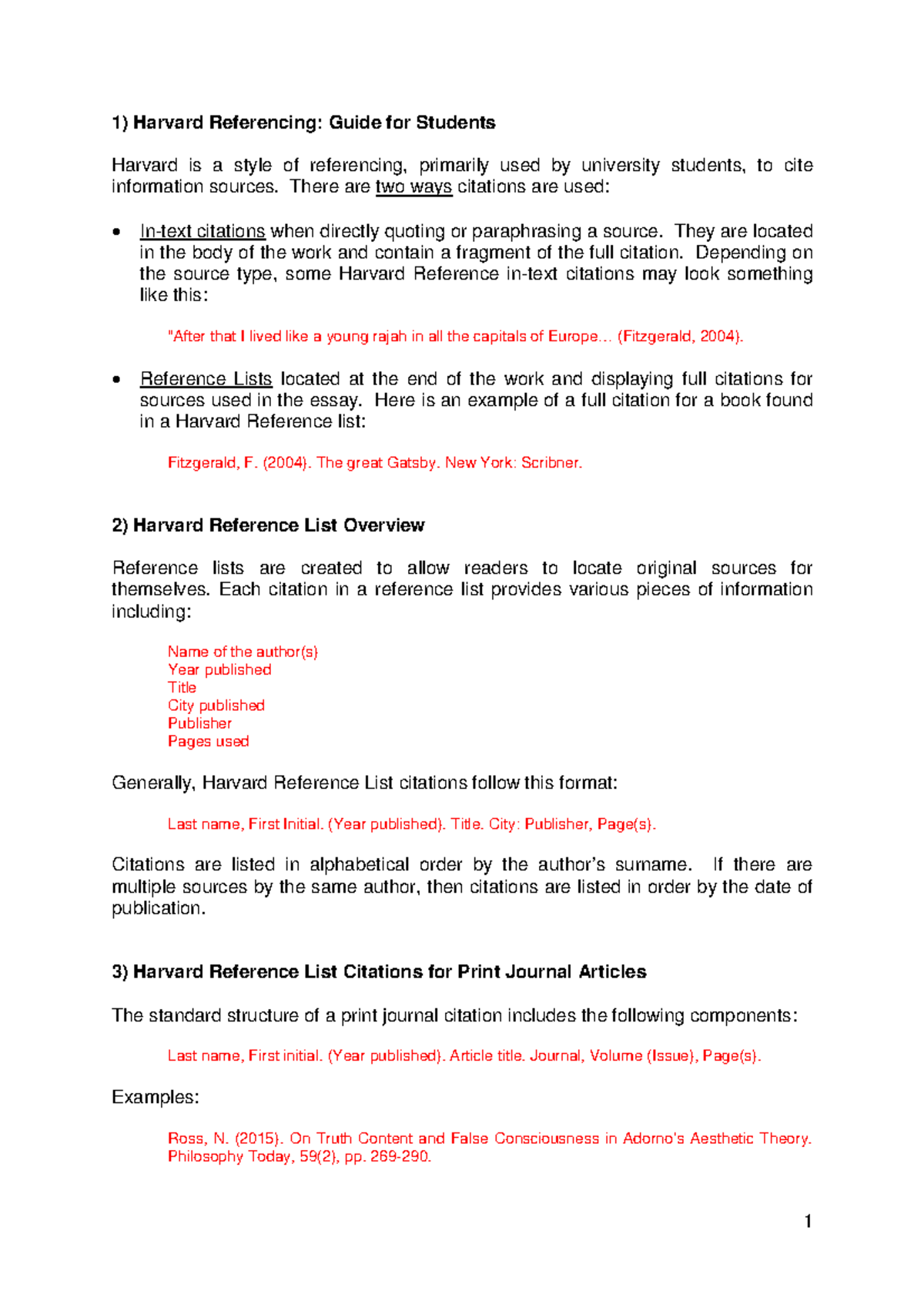 Harvard Referencing System - 1) Harvard Referencing: Guide for Students ...