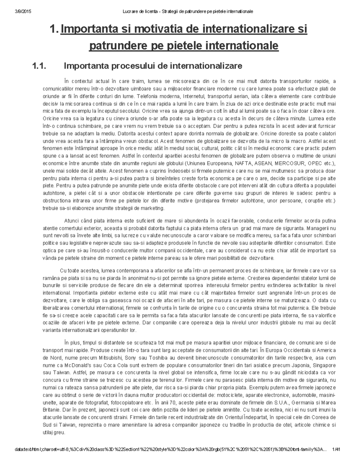 Lucrare de licenta Strategii de patrunde - - Studocu